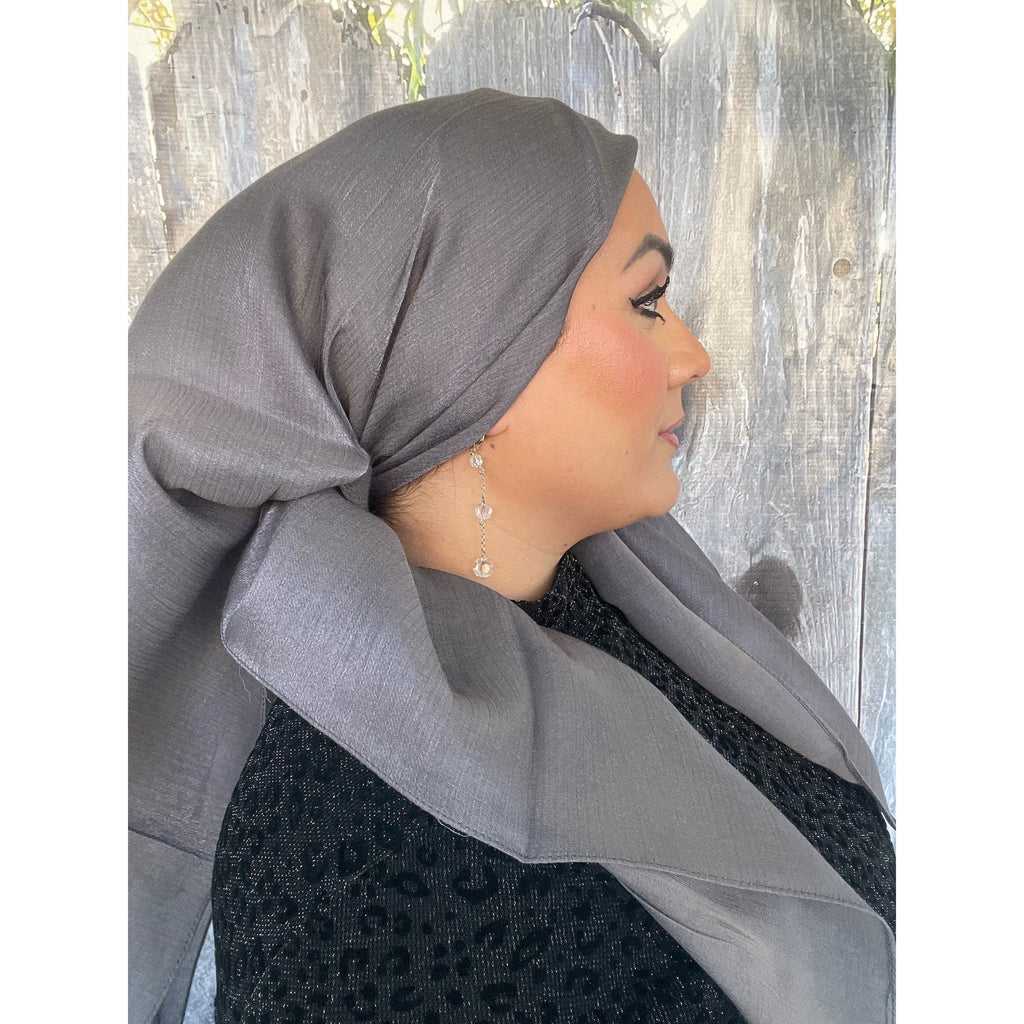 Elegant Metallic Square Headscarf - Dark Silver – The Little Tichel Lady