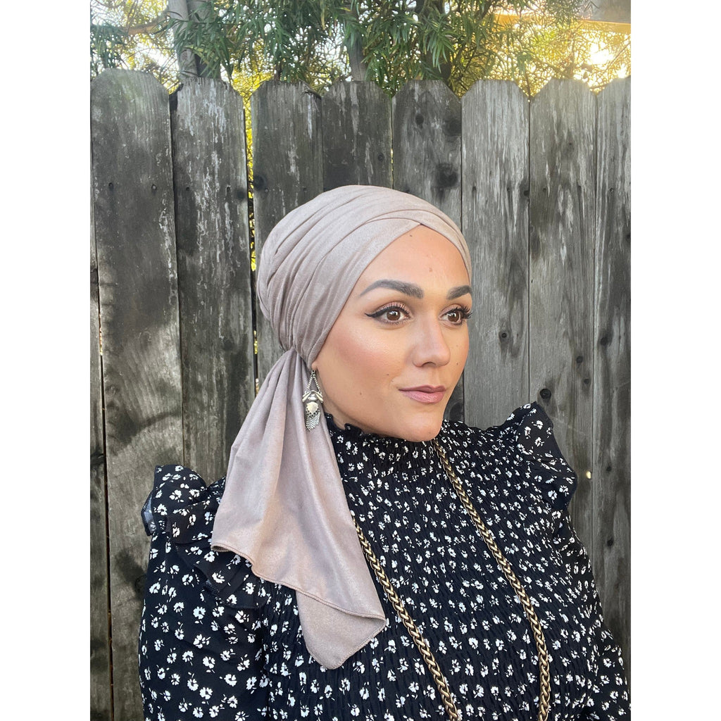 Faux Suede Stretchy Head Wrap - Fawn – The Little Tichel Lady