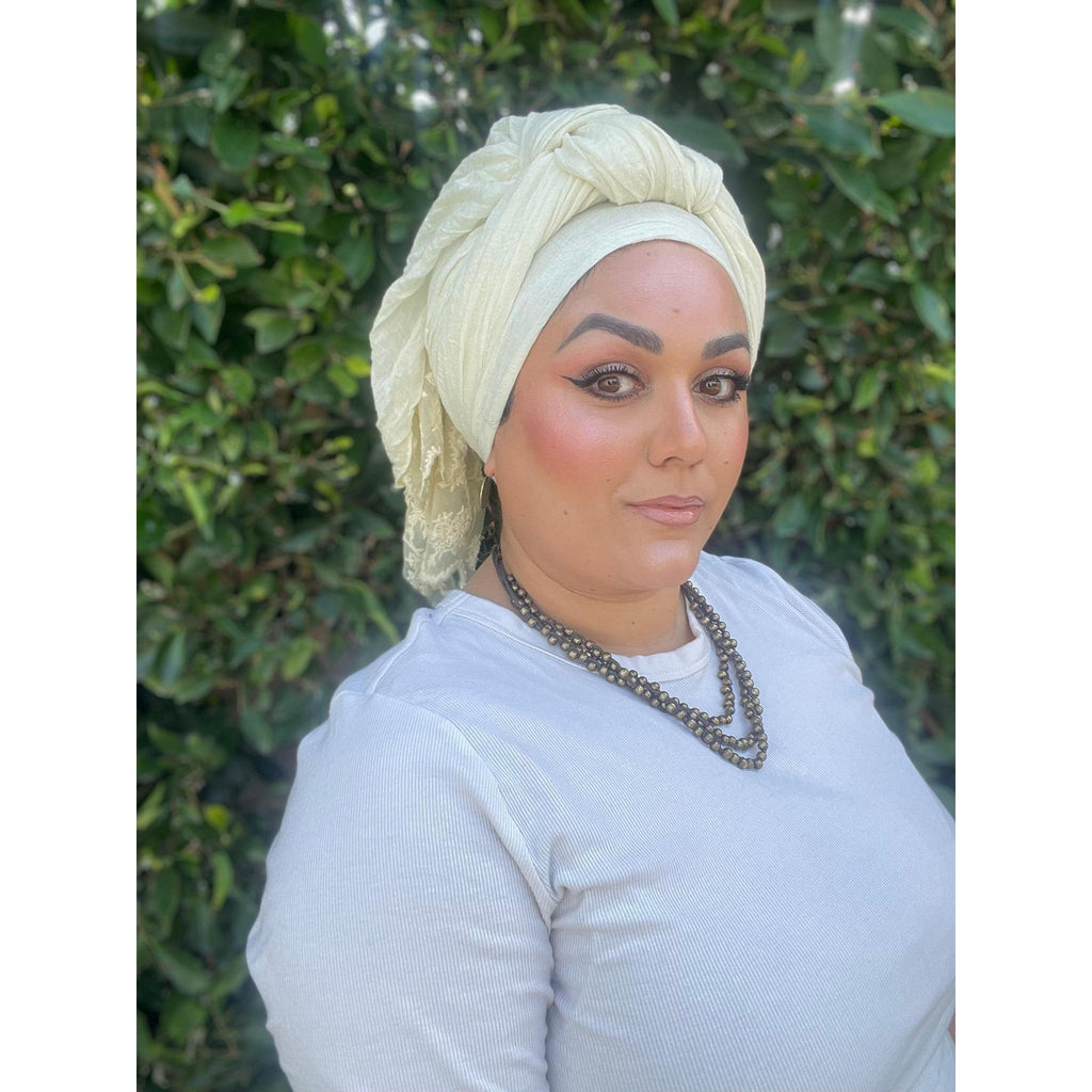 Israeli Arabesque Wrap - Cream – The Little Tichel Lady