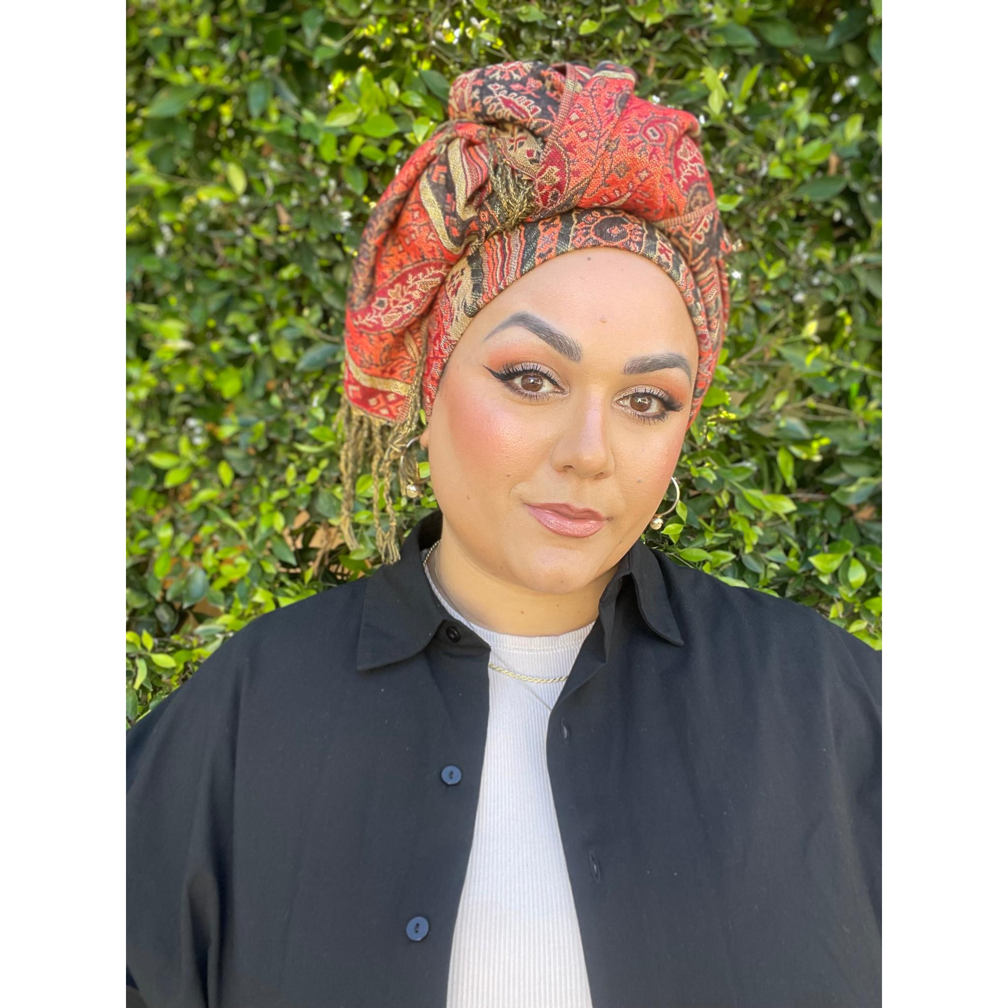 Israeli Pashmina Print Headwrap - Saffron – The Little Tichel Lady