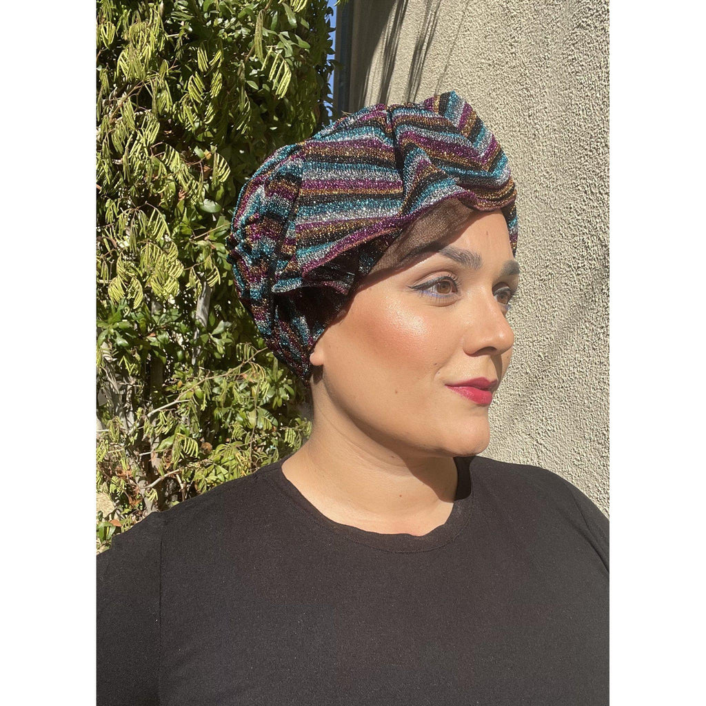 Metallic Pleated Multi-Colored Headwrap – The Little Tichel Lady
