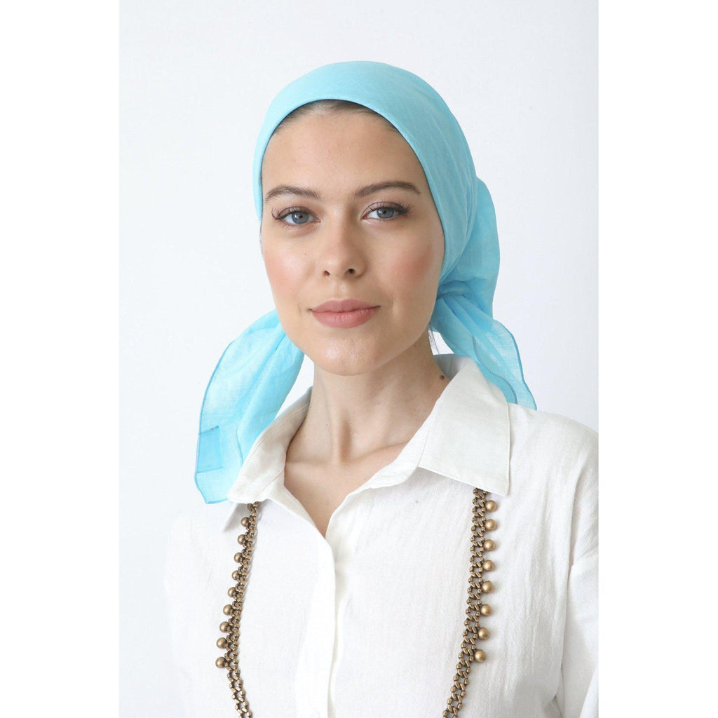 Premium Cotton Square Tichels - Aqua – The Little Tichel Lady