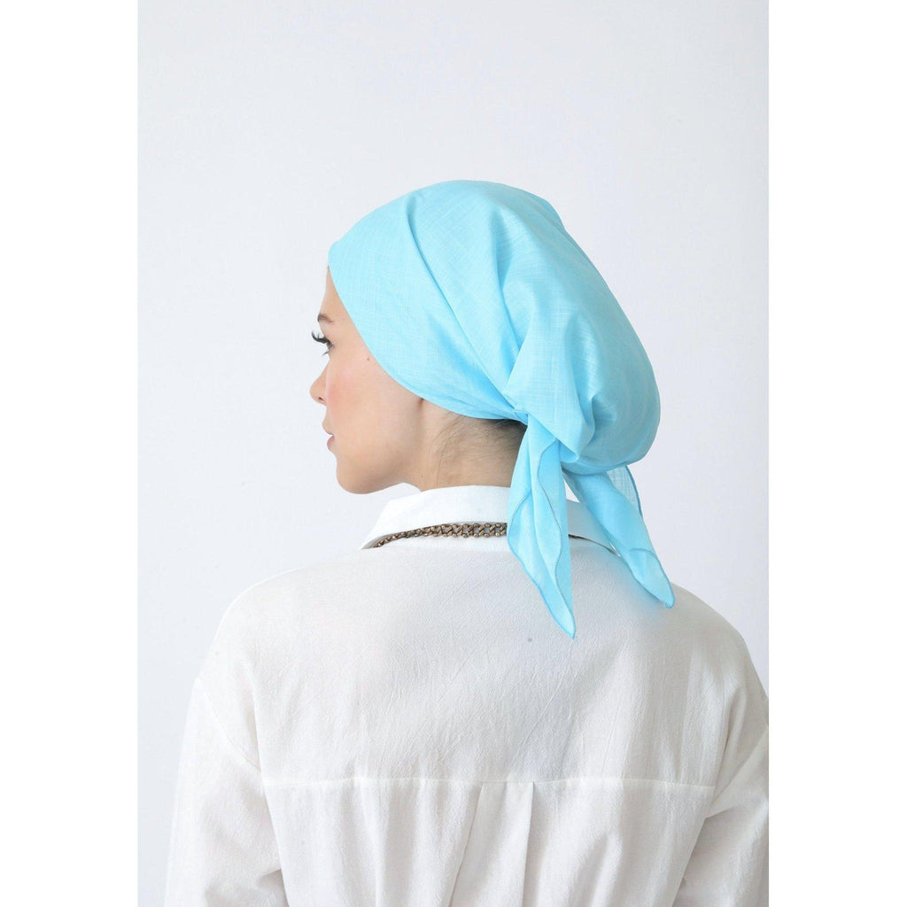 Premium Cotton Square Tichels - Aqua – The Little Tichel Lady