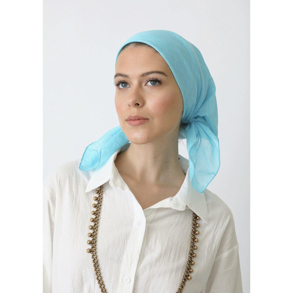 Premium Cotton Square Tichels - Aqua – The Little Tichel Lady